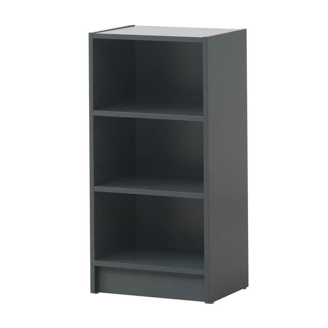 DARK GREY CUBE Bookcase Small 3 Tier Display Shelving Storage Unit ...
