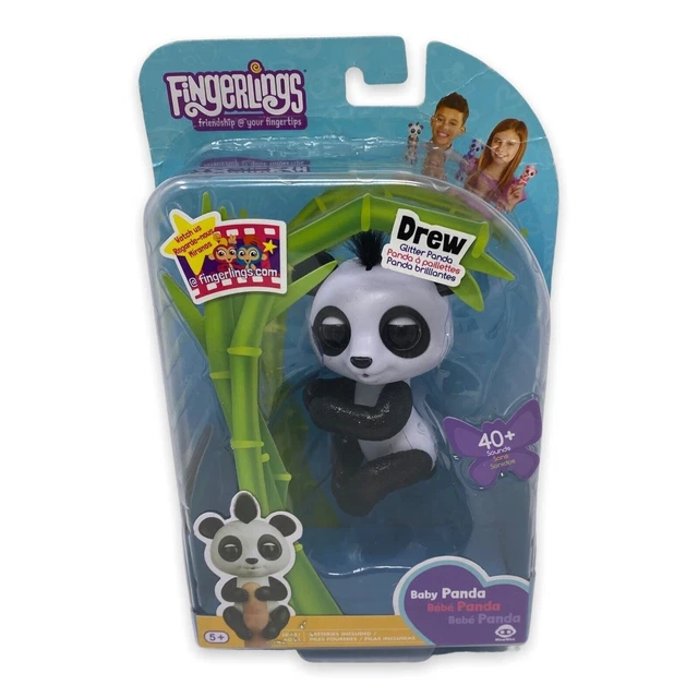 WOWWEE FINGERLINGS INTERACTIVE Drew Baby Panda Black and White NEW (Lot ...
