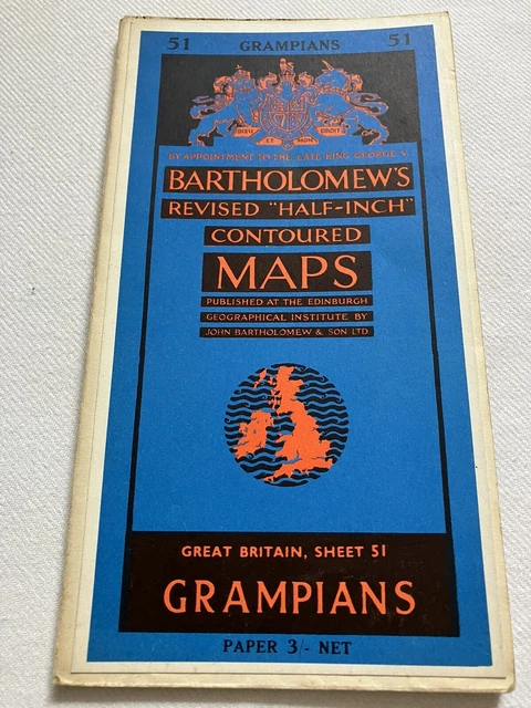 VINTAGE MAP 1962 Grampians Bartholomews Half-Inch Contoured Maps Sheet ...