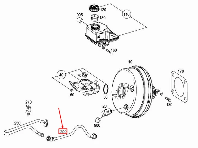 MERCEDES-BENZ GLE W166 Brake Booster Vacuum Line A1664300100 NEW ...
