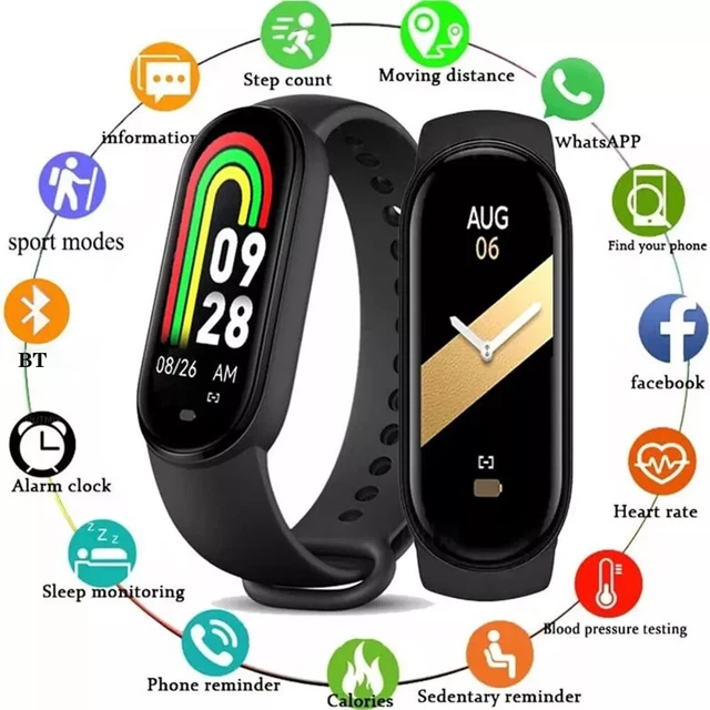 SMART BAND FITNESS M8 Tracker con Display AMOLED 0,96 ...