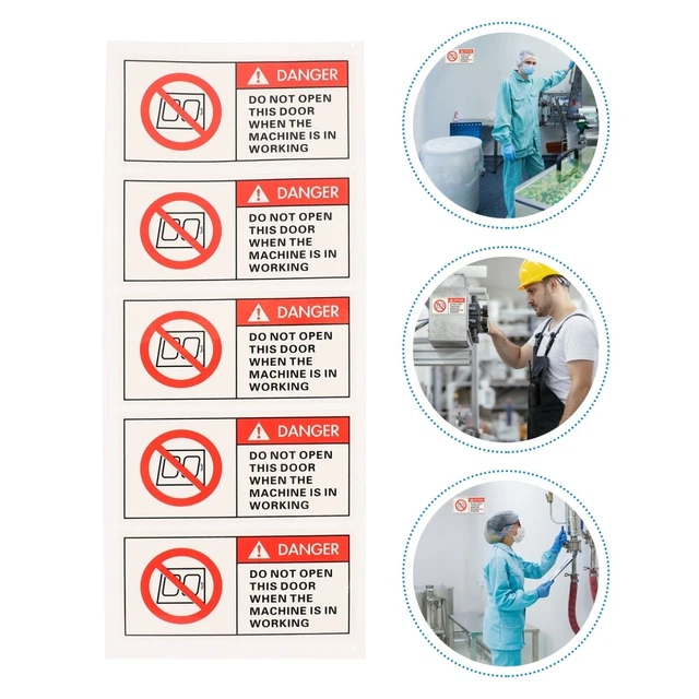 5 PCS WARNING Sign Stickers Work Machine Danger Caution Working Decals ...