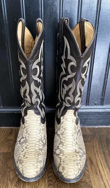 VINTAGE TONY LAMA Snake Skin Python Cowboy Western Boots Men 8.5 D ...