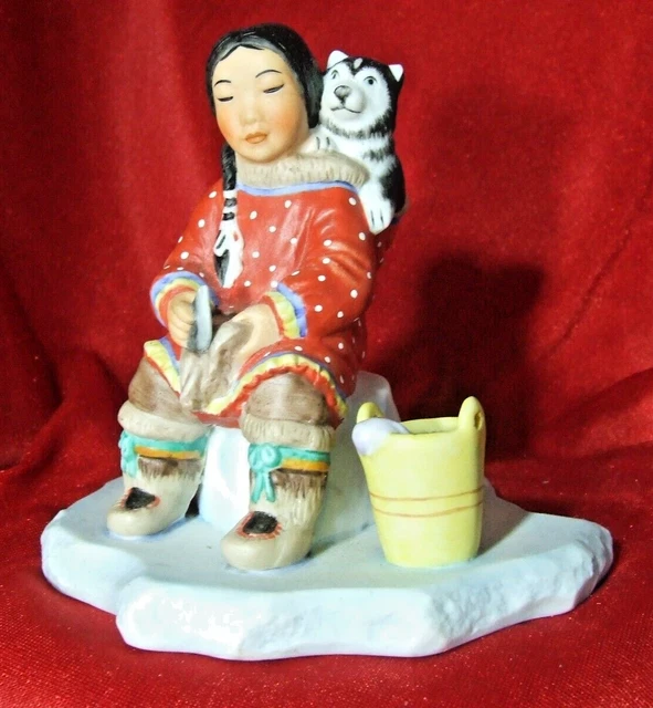VERY RARE NORI PETER ORIGINAL Pottery 5.25” Inuit Epeepna and her puppy ...