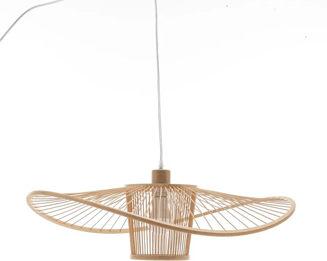 NATURAL HAND-WOVEN BAMBOO Wide Brim Pendant Lamp $305.27 - PicClick AU