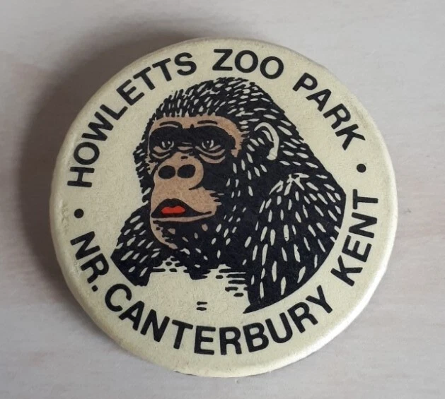 HOWLETTS ZOO PARK Vintage Collectors Pin Badge, CANTERBURY, KENT, 30mm ...