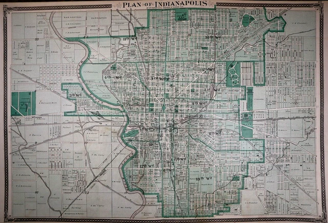OLD ANTIQUE 1876 Atlas Plat Map ~ PLAN on INDIANAPOLIS, INDIANA ~ Free ...