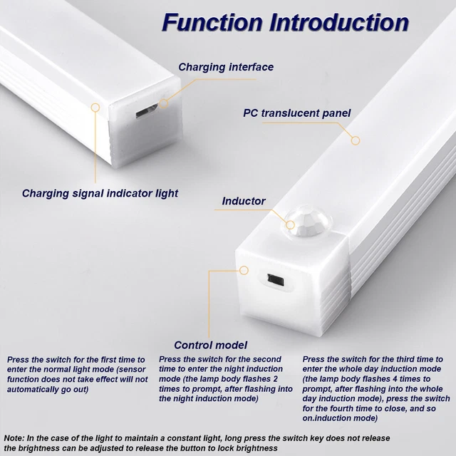 50CM LED PIR Motion Light Cabinet Closet Warm Lamp Self-Stick Magnetic ...
