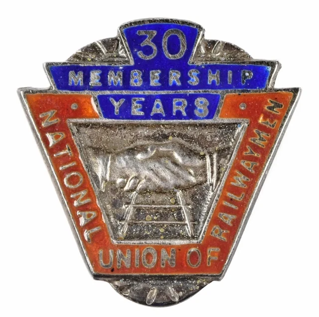 NATIONAL UNION OF Railwaymen 30 Years Membership Enamel & Silver Lapel ...