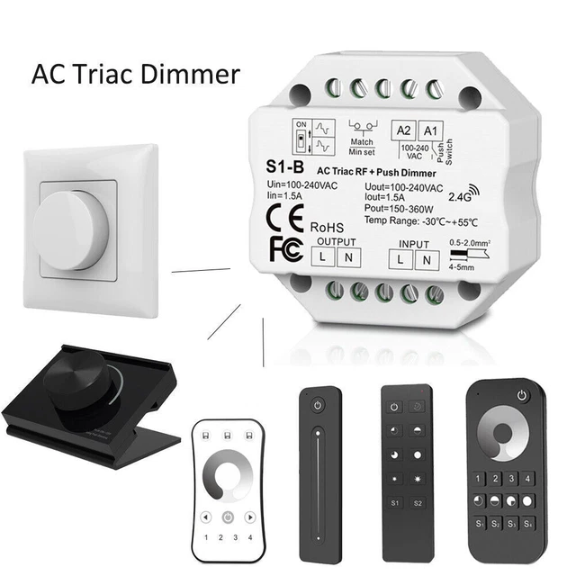 S1-B 2,4G AC Triac LED Dimmer Controller RF Fernbedienung für LED ...