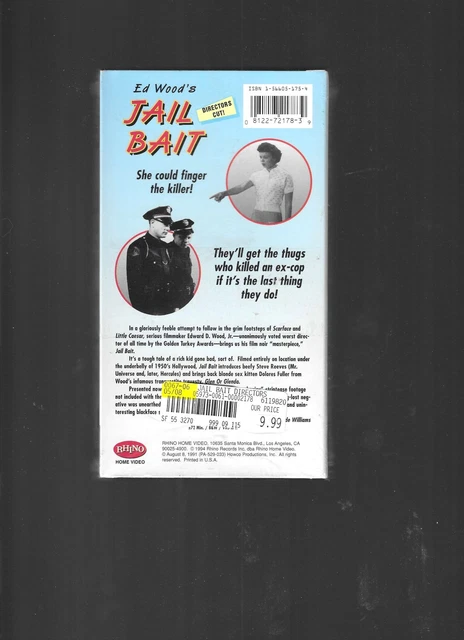 ED WOOD'S JAIL Bait 1954 VHS Dolores Fuller Steve Reeves Directors Cut ...