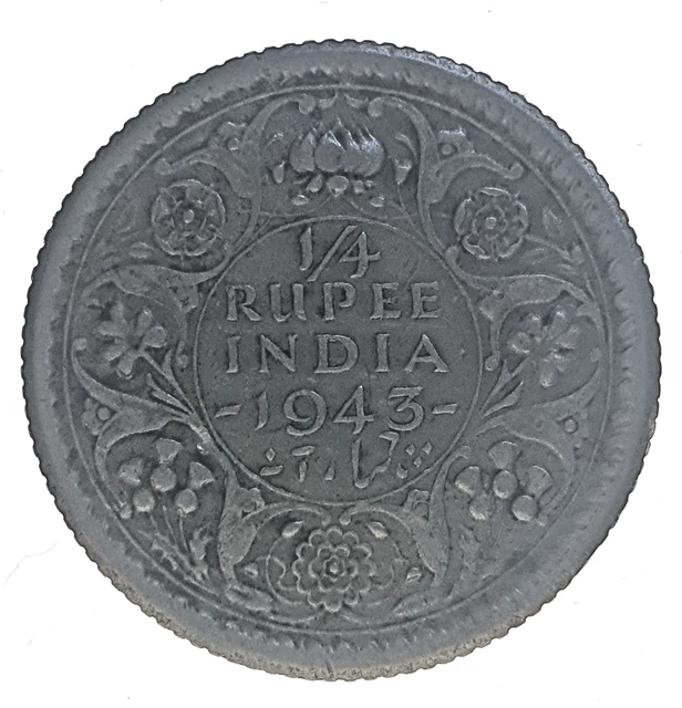 1945 INDIA 1/4 Rupee – King George VI – Silver Coin (.500) – British ...