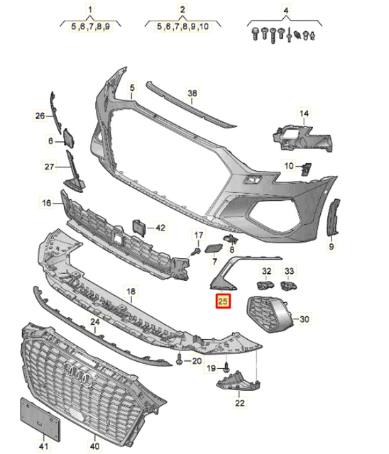 NEW GENUINE AUDI A3 8Y Front Bumper Lower Side Grill Trim Left N/S ...