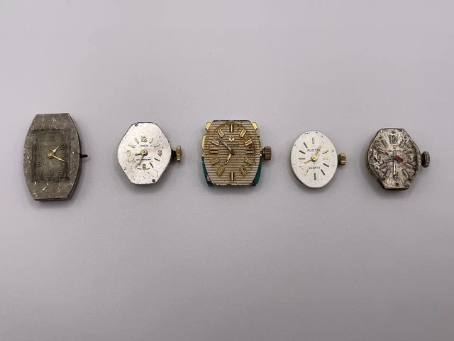 LOT OF 5 Vintage Watch Movements Bulova Accutron,Helbros, Austin, Inca ...