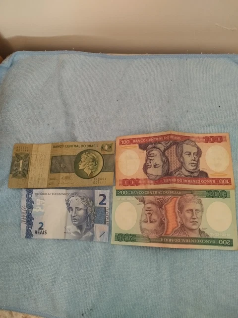 CEDULA BANKNOTES BRAZIL,1 Cruzeiro,1 2Reais,1 100 Cruzeiros,1 200 ...