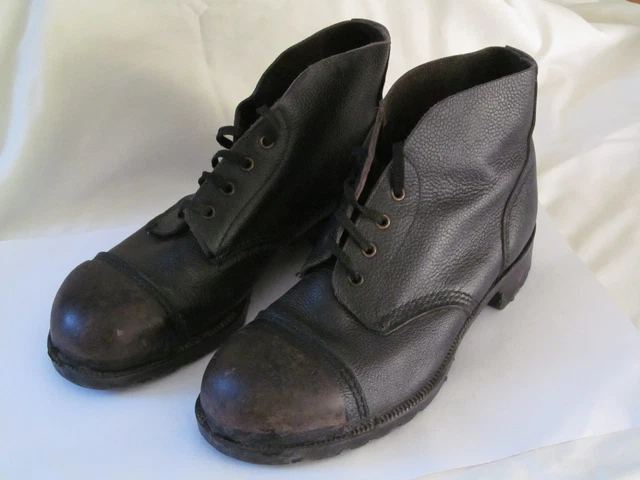 VINTAGE BRITISH COAL steel toe safety pit boots. Black leather £24.98 ...
