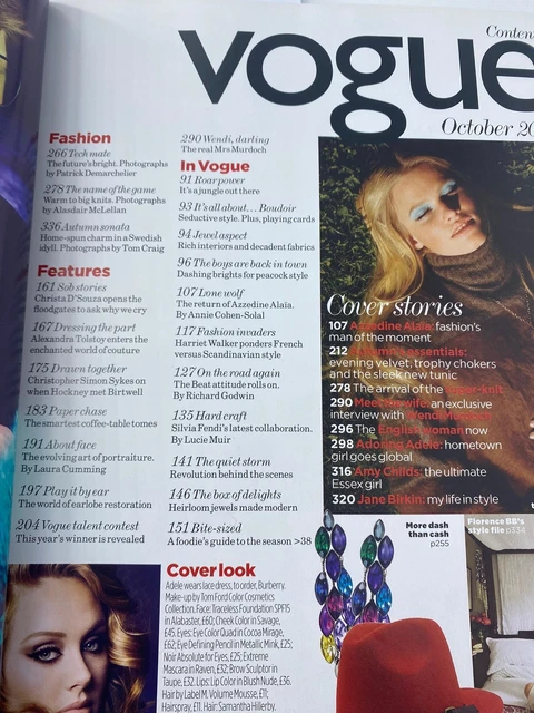 VOGUE MAGAZINE 2011 October Adele FREE GIFT WRAP fast dispatch £11.99 - PicClick UK