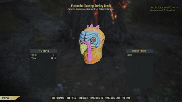 FALLOUT 76 ULTRA Rare Fasnacht Glowing Turkey Mask Ps4 & Ps5 £55.00 ...
