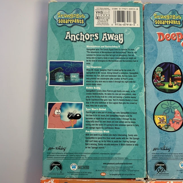SPONGEBOB SQUAREPANTS VHS Lot Nickelodeon Anchors Away, Deep Sea ...