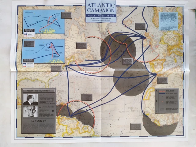 ATLANTIC WW2 CAMPAIGN Map Wallchart by Marshall Cavendish Published ...