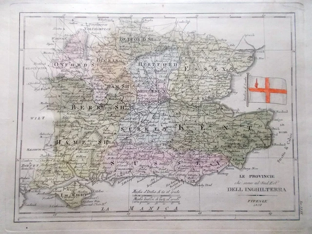 1838 ORIGINAL ANTIQUE Color Map of South East England Provinces £30.54 ...