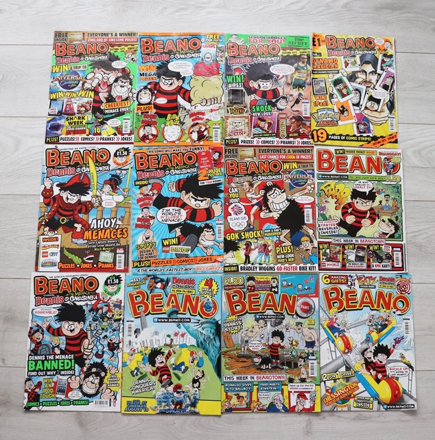 BEANO COMICS JOB Lot x 12 Dennis The Menace Billy Whizz Minnie The Minx ...
