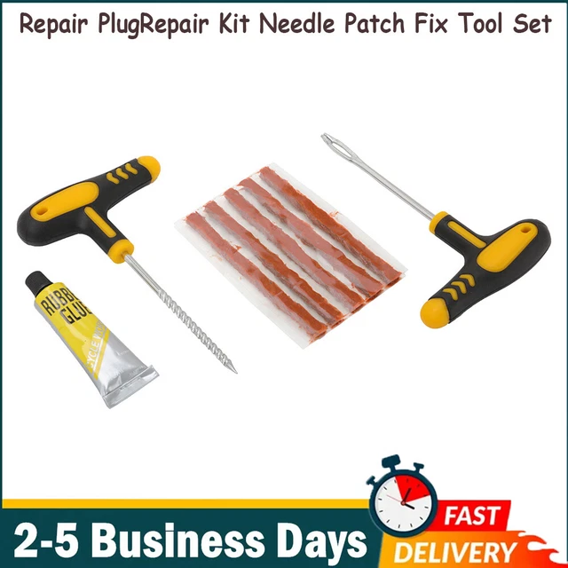 CAR TUBELESS TYRE Tire Puncture Repair Plug Repair Kit Needle Patch Fix ...