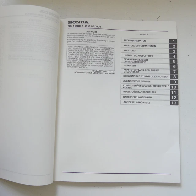 Honda Gx 160 Werkstatthandbuch