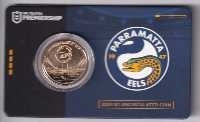 AUSTRALIAN: 2024 $1 Nrl Rugby Parramatta Eels Unc Coin On Card - Scarce ...