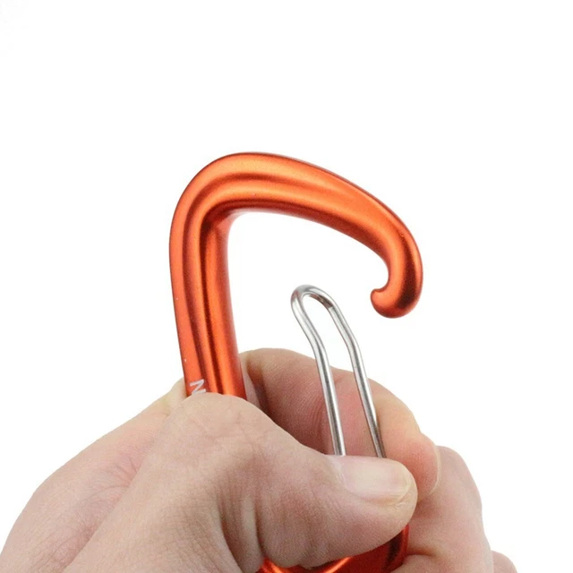 HEAVY DUTY 12KN Aluminum Carabiner Push Button Hook D-Shape for ...