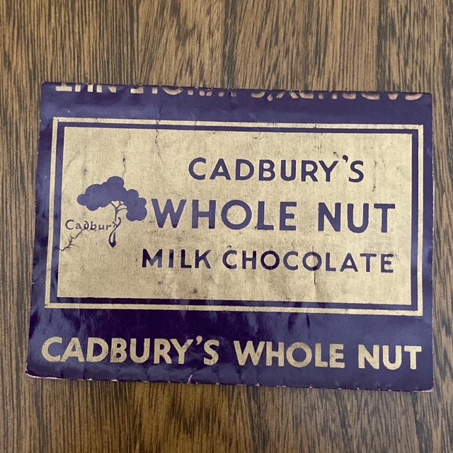 VINTAGE CADBURYS WHOLE Nut Milk Chocolate Bar Wrapper Early 1950s £10. ...