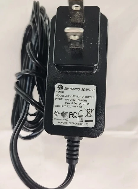 HONOR SWITCHING ADAPTER Model ADS-18C-12 1218GPCU Input 100-240V ...