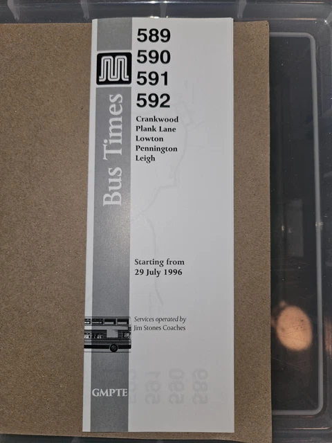 MANCHESTER TRANSPORT BUS Timetable Leaflet 589 590 591 592 29th July ...