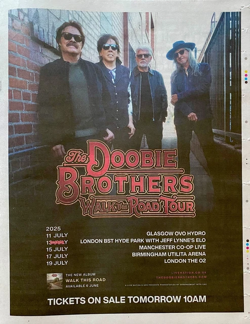 THE DOOBIE BROTHERS 2025 Tour Dates Ad News Advert Poster 14x11” ROLLED ...