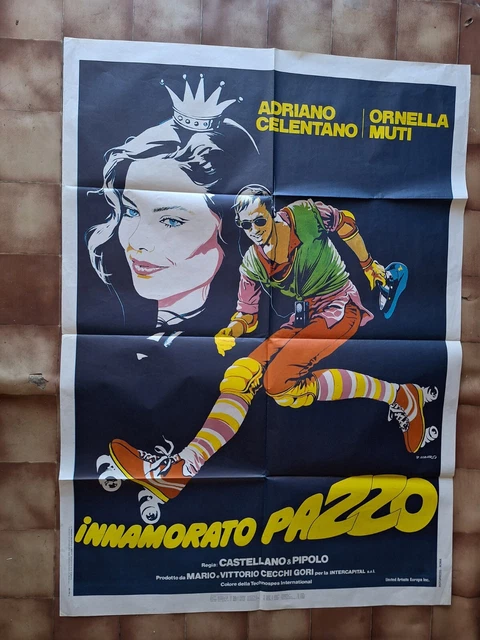 MANIFESTO INNAMORATO PAZZO Adriano Celentano Ornella Muti Pattini ...
