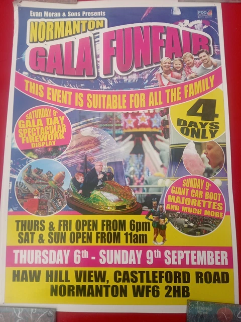 EVAN MORAN & Sons present Normanton Gala FunFair poster £1.99 - PicClick UK