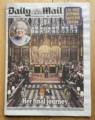 THE DAILY MAIL - Queen Elizabeth II Funeral - Tuesday 20th September ...