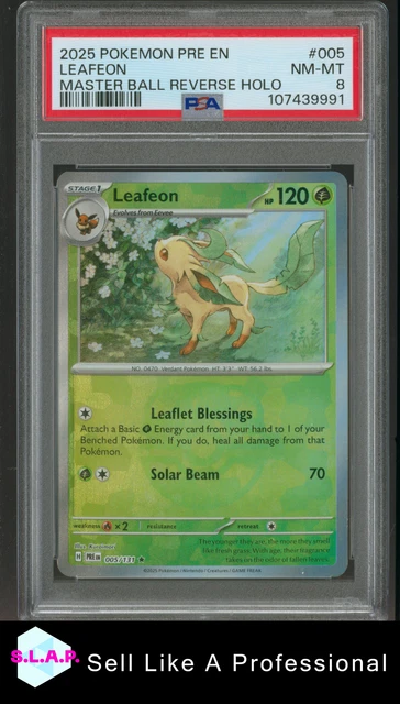 LEAFEON MASTER BALL Reverse Holo Pokemon En-Prismatic Evolutions 2025 ...