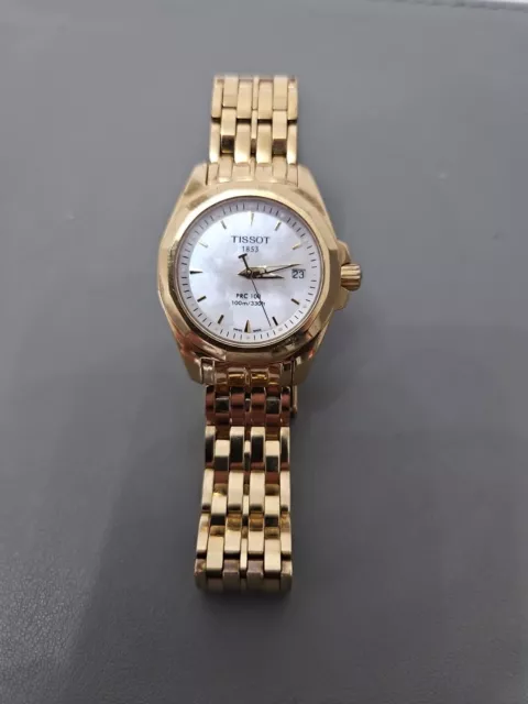 TISSOT 1853 PRC 100 Mother of Pearl Blade - Women's Gold Wristwatch ...
