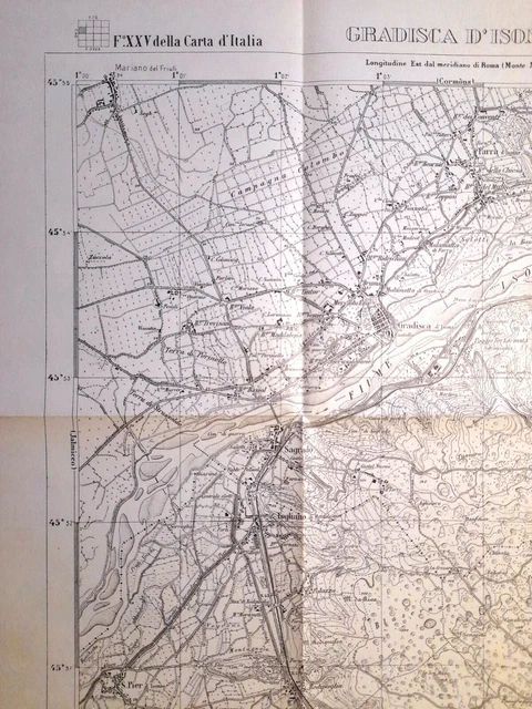 CARTA GEOGRAFICA ANTICA GRADISCA D'ISONZO e dintorni Friuli IGM 1926 ...
