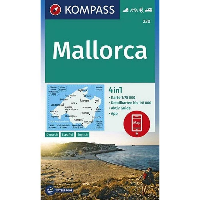 SPAIN MALLORCA MAJORCA Kompass map 230 hiking, cycling, climbing ...