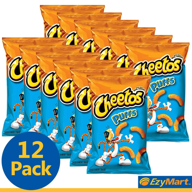 12 X CHEETOS Cheese Puffs Cheddar Cheesy Flavoured Chips Movie Snacks ...
