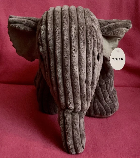 FLYING TIGER STORES Grey Cord Elephant Soft Plush Toy 9” x 17” Tag £21. ...