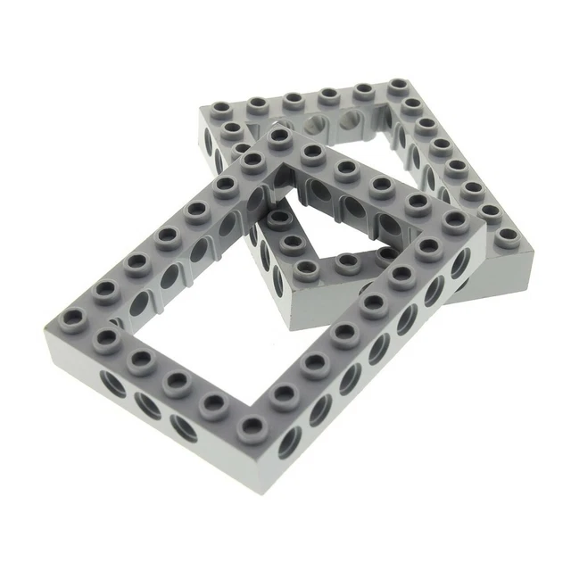 2X LEGO TECHNIQUE Construction Cadre Pierre Neu-Hell Gris 6x8 Trou de ...