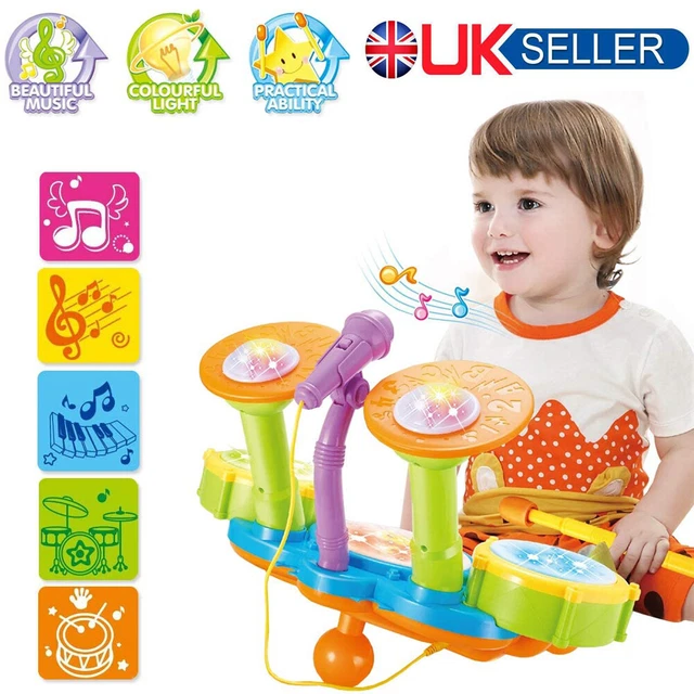 ELECTRIC MUSICAL INSTRUMENTS Kids Boye Girl Drum Set Toy Early Learning ...