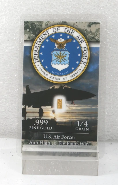 UNITED STATES AIR FORCE 1/60 GRAM PURE GOLD BAR 24k PURE REAL GOLD 3a ...