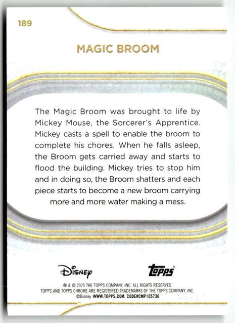 TOPPS DISNEY CHROME 2025 No. 189 Magic Broom Green Wave Refractor 12/99 ...