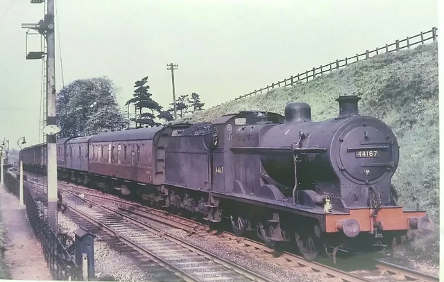 RAILWAY PHOTO LMS 44167 Steam Train Locomotive Pulling out of a Station £5.75 - PicClick UK