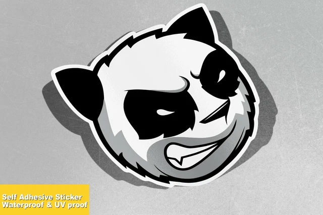 PANDA ANGRY FURIOUS Face Mascot Vinyl Sticker Decal Window Car Van Bike ...