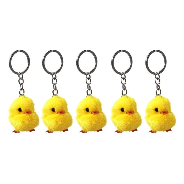 5 PCS/SET FURRY Yellow Duck Key Ring Fluff Soft Chick Keychains Easter ...